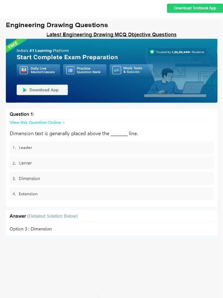 MCQ On Engineering Drawing 5eea6a1439140f30f369f2cd | PDF