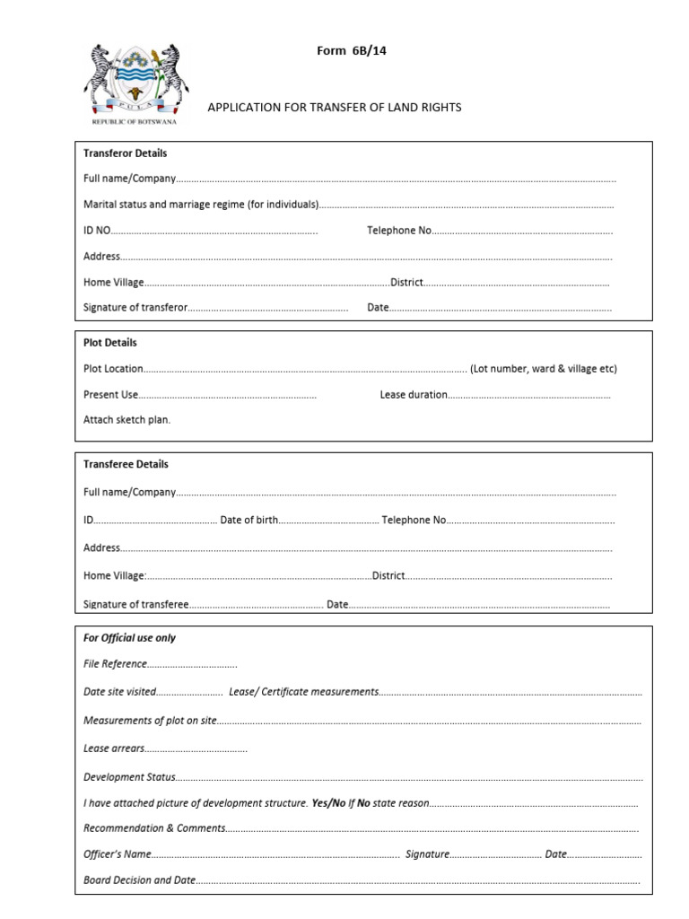 Form 6B 14 Application For Transfer | PDF