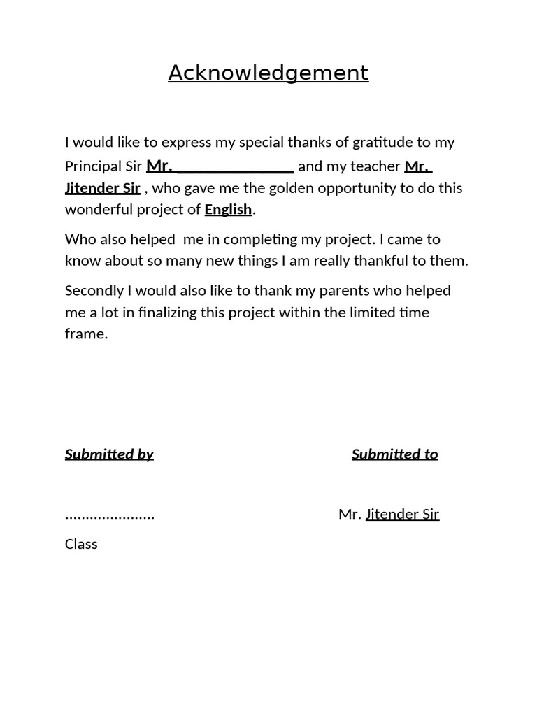 Project Acknowledgement Note | PDF