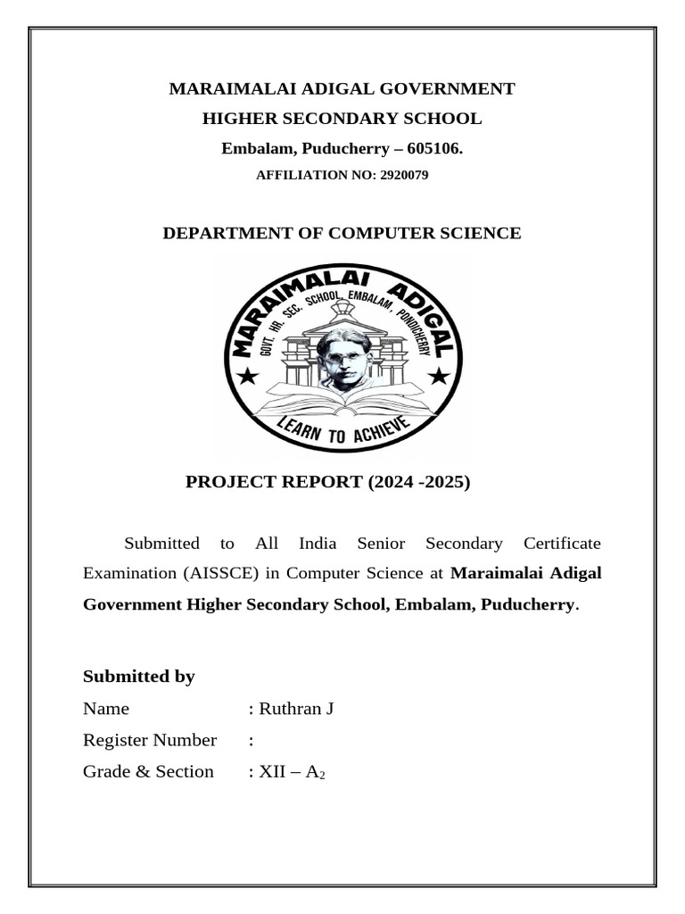 Front Page Cs Ruthran | PDF