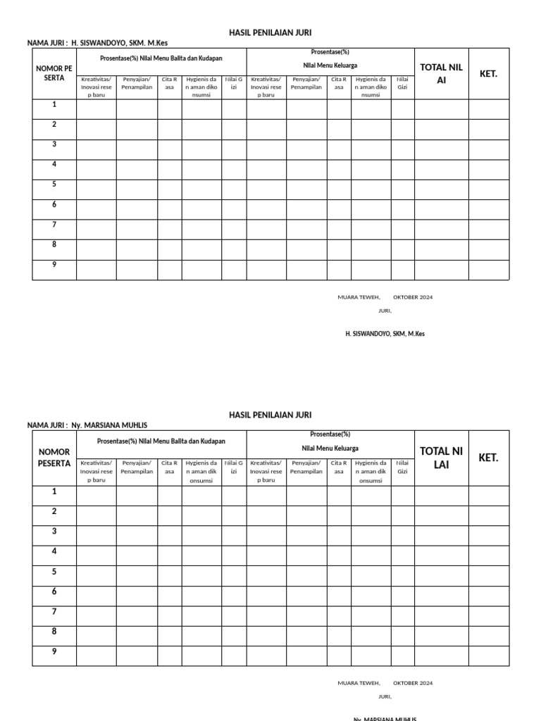 Form Penilaian Juri | PDF