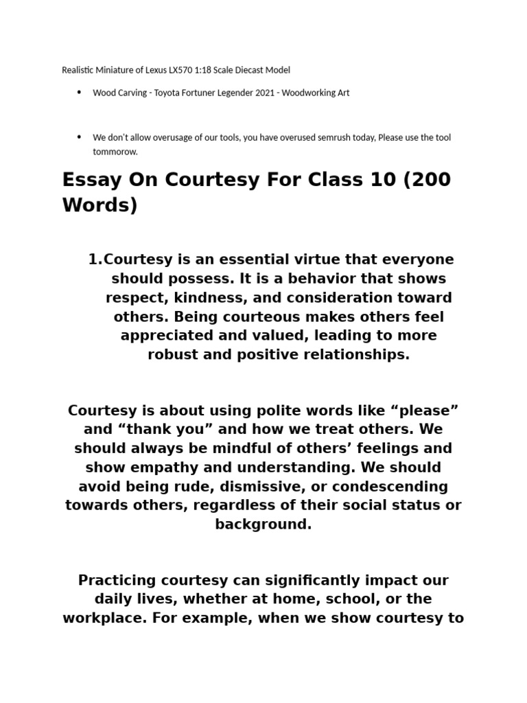 Essay on Courtesy for Students | PDF