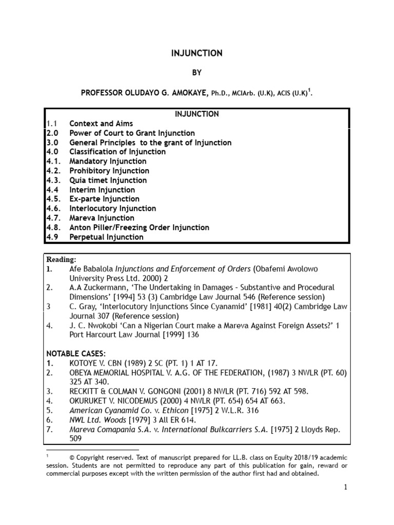 Injunctions2 1 | PDF | Injunction | Equity (Law)
