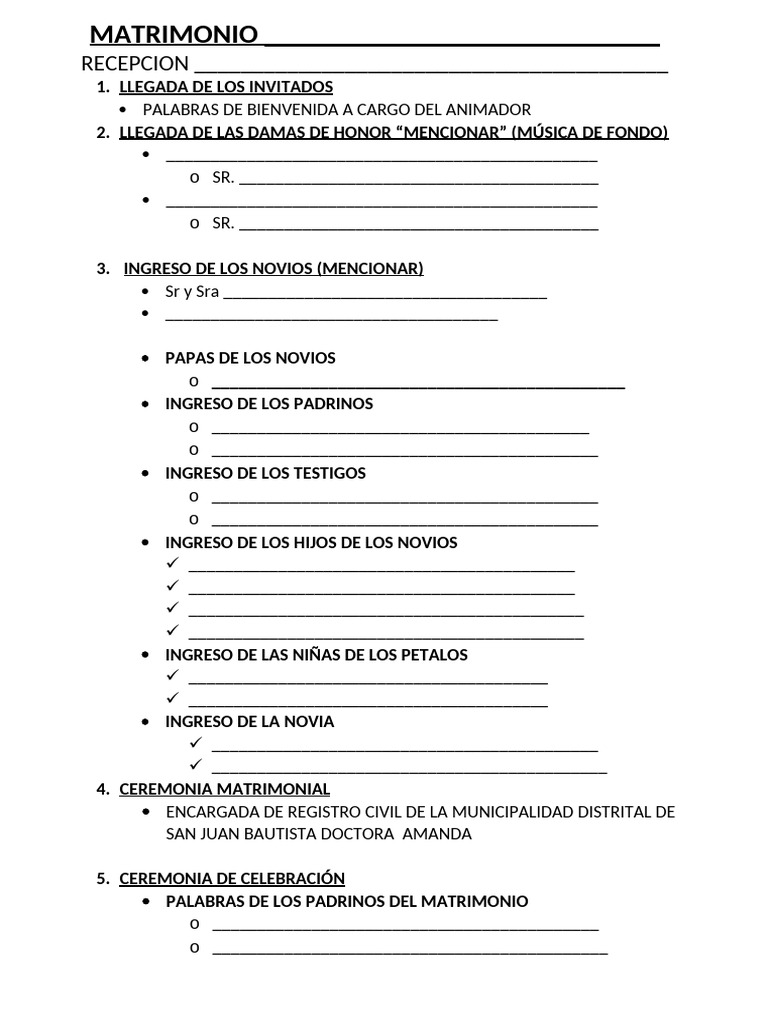 Programa Matrimonio N Blanco | PDF