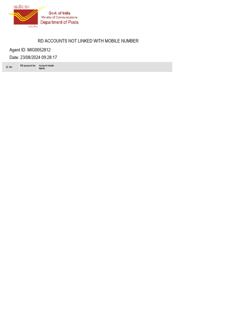 Unlinked RD Accounts List | PDF