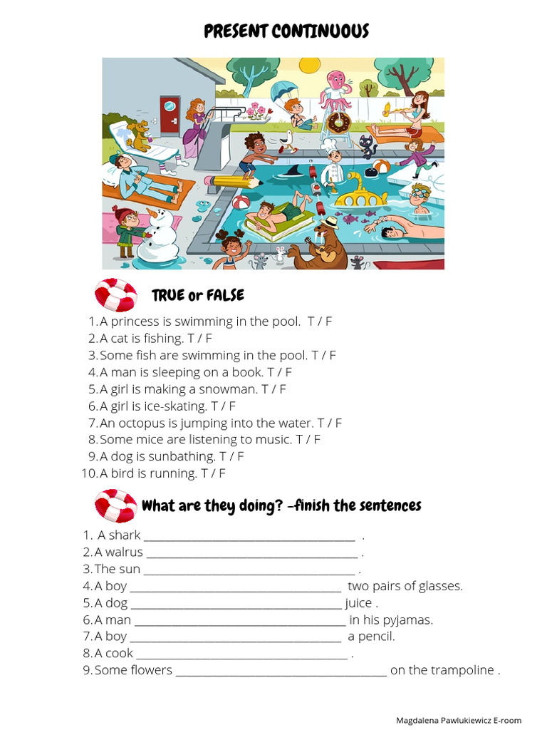 Present Continuous Worksheet | PDF