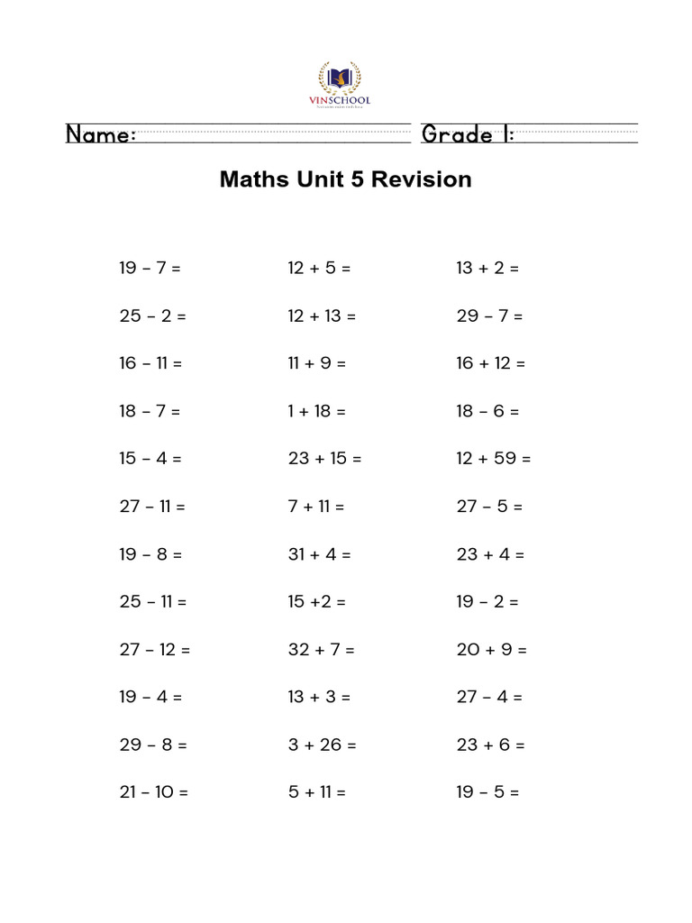 Stage 2 Maths - Unit 5 Revision | PDF