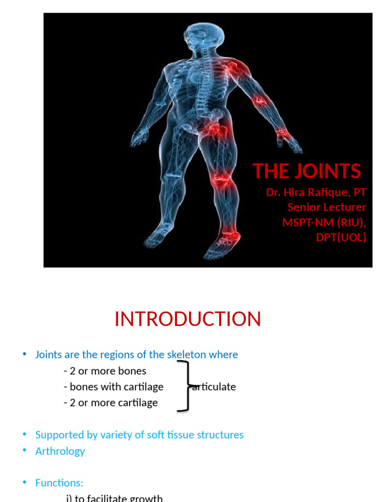 Lecture 6 Joints | PDF | Joint | Cartilage