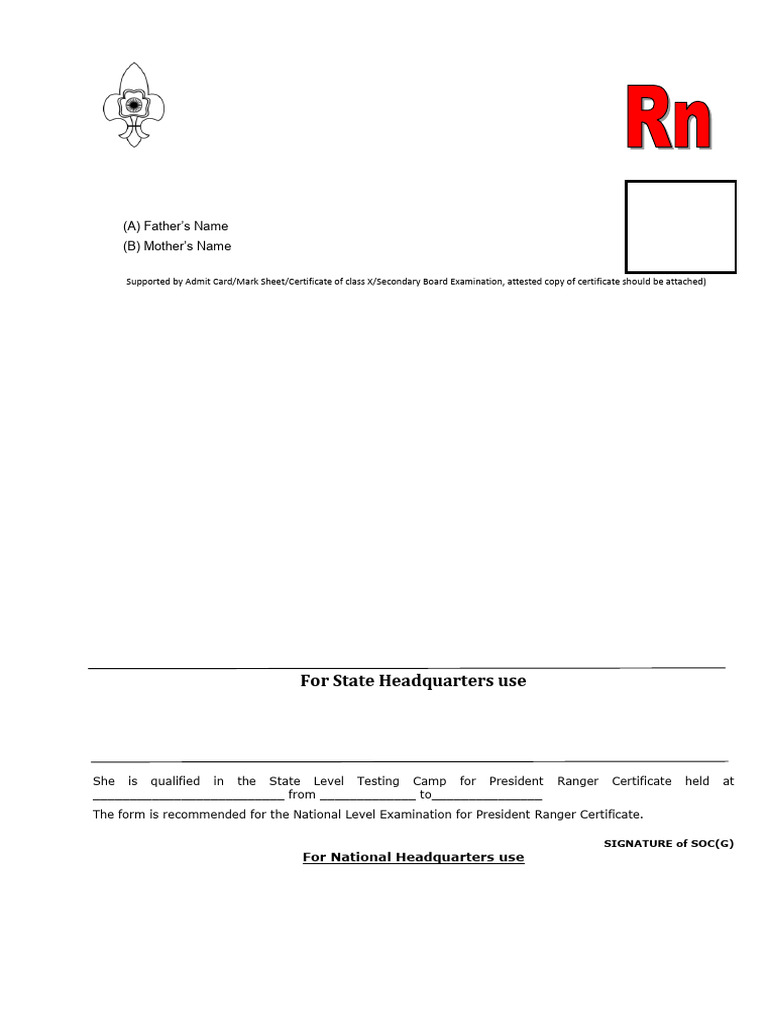 Rashtrapati Ranger Application Form | PDF