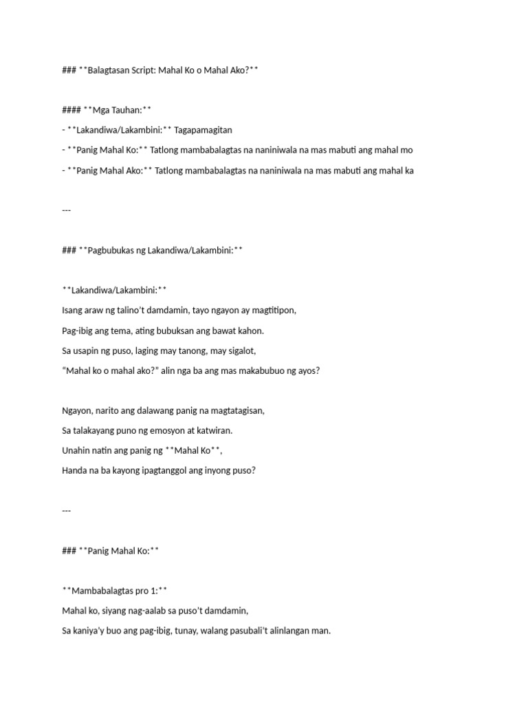 Balagtasan Script | PDF