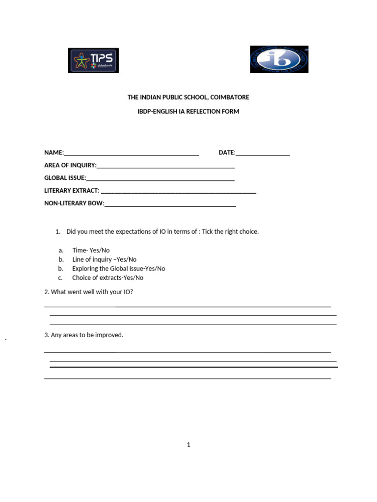 IO-Reflection Form | PDF