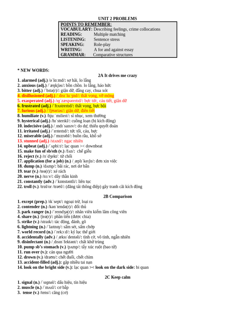 Unit 2 Problems - Unit 3 SBT GĐ Key | PDF
