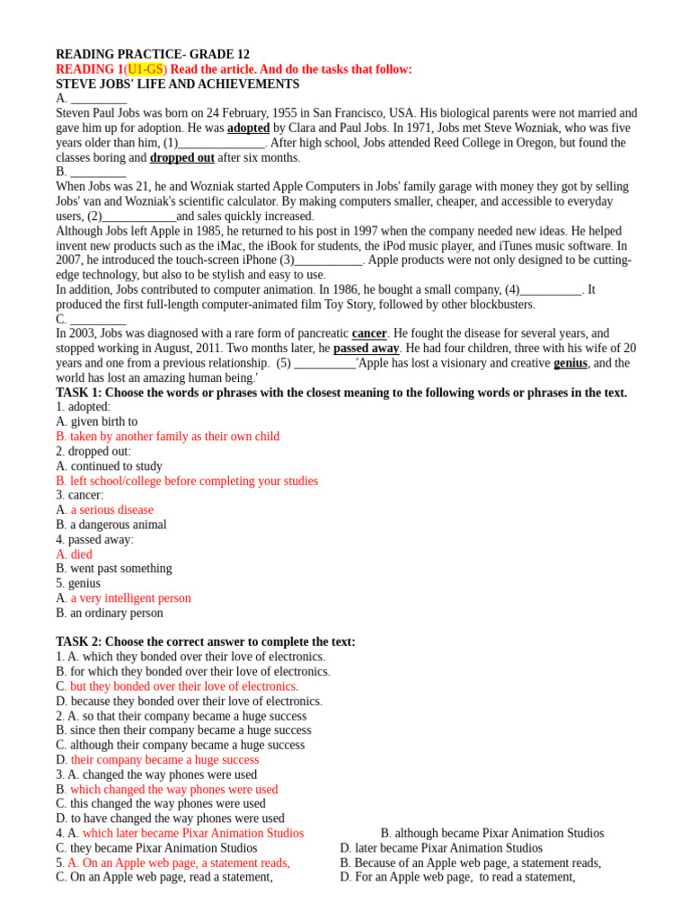 Reading Practice Key - Global Success - R1-9 | PDF | Anno Domini ...