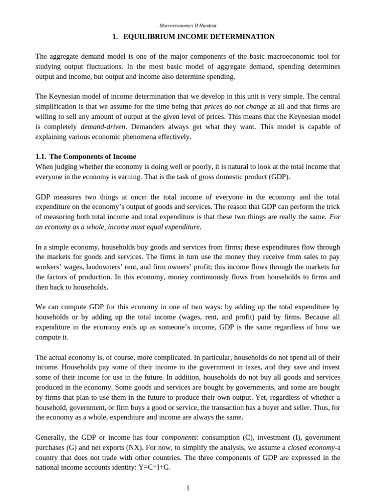 Keynesian Income Determination Model | PDF | Consumption (Economics) | Economics