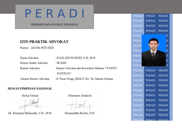 SURAT IJIN BERACARA ADVOKAT Penggugat Kaslam | PDF