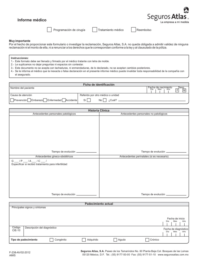 Informe Medico Atlas | PDF | Diagnostico medico | Historial médico