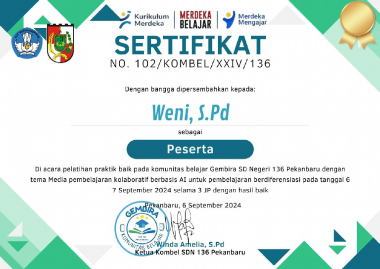 Sertifikat Kombel 2 - Weni | PDF