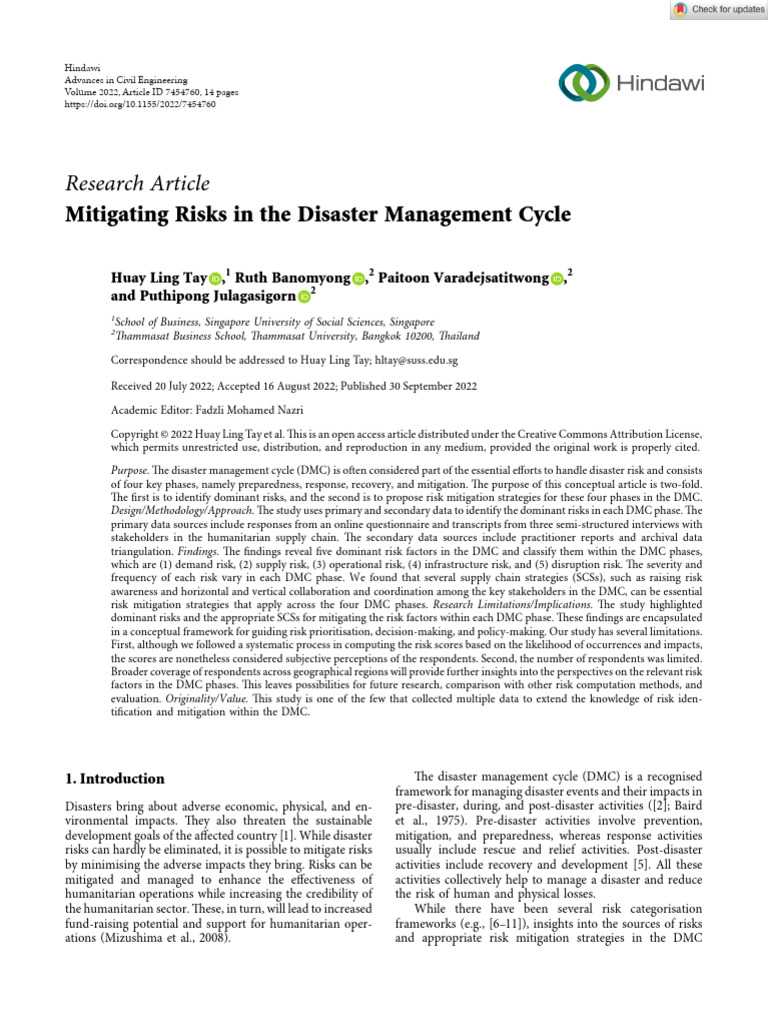 Mitigating Risks in The Disaster Management Cycle | PDF | Emergency Management | Risk