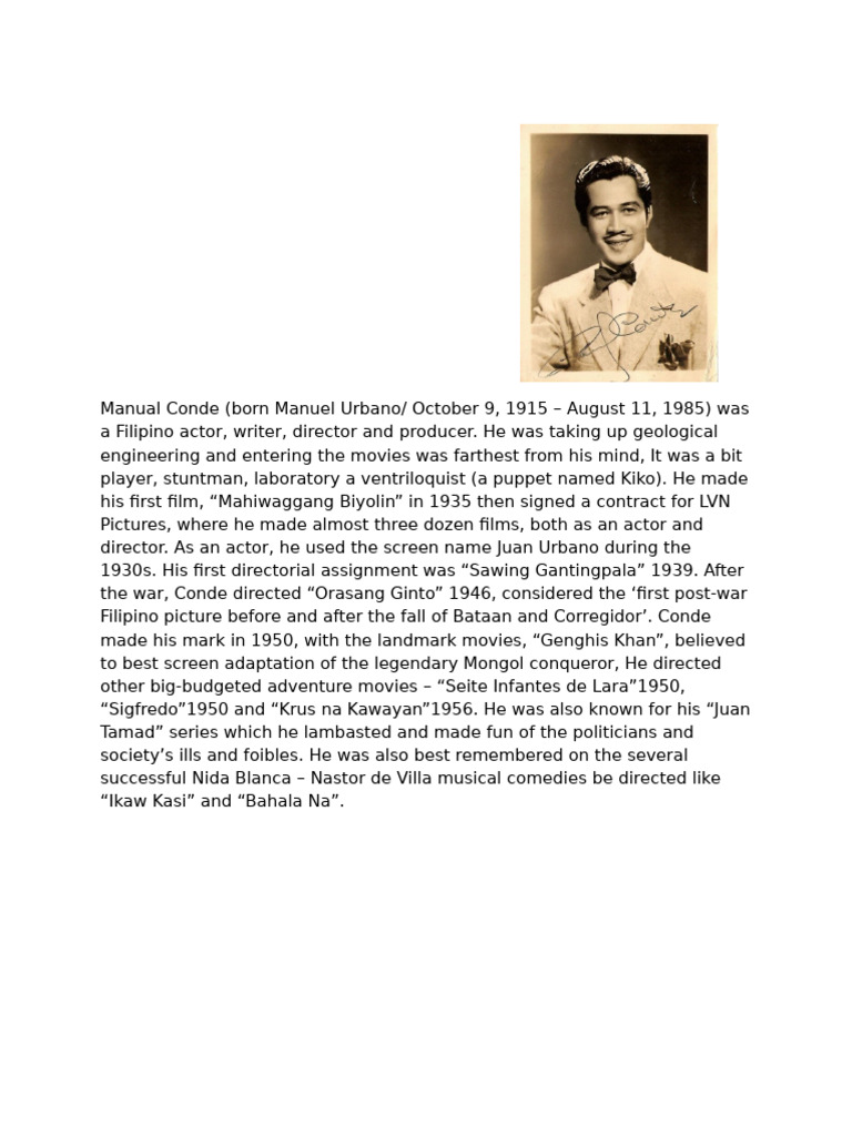 Manuel Conde: Filipino Film Pioneer | PDF