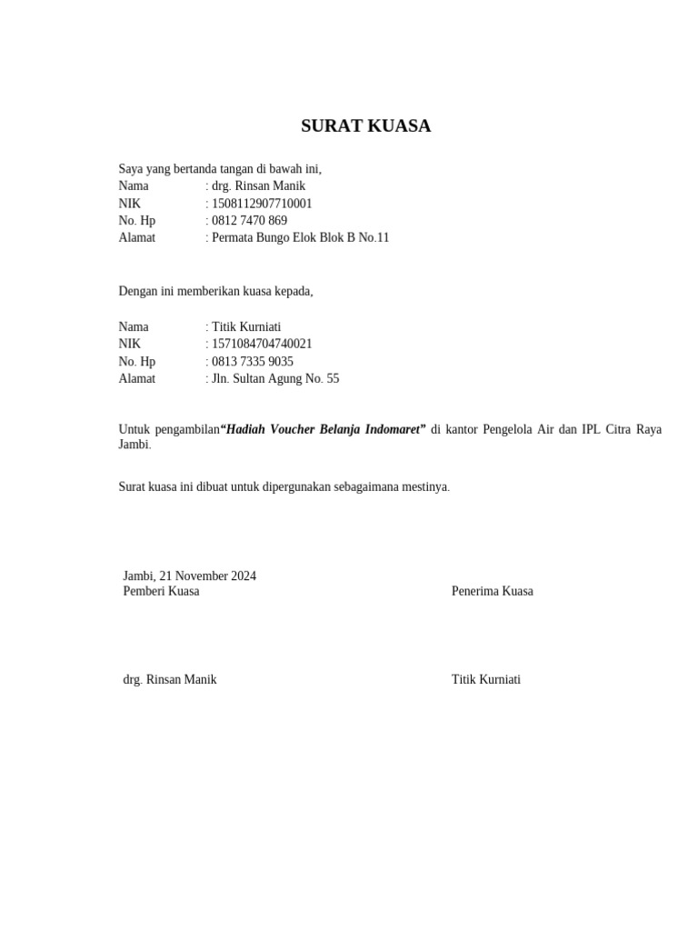 Format Surat Kuasa | PDF