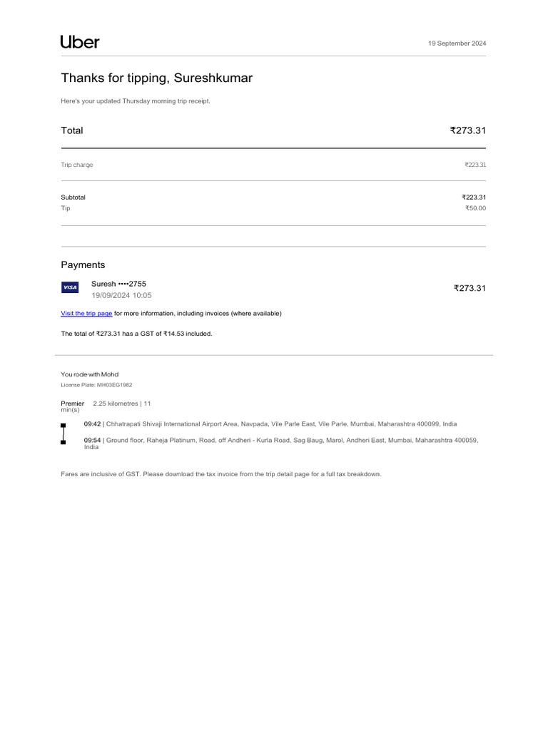 Uber Receipt 4 | PDF