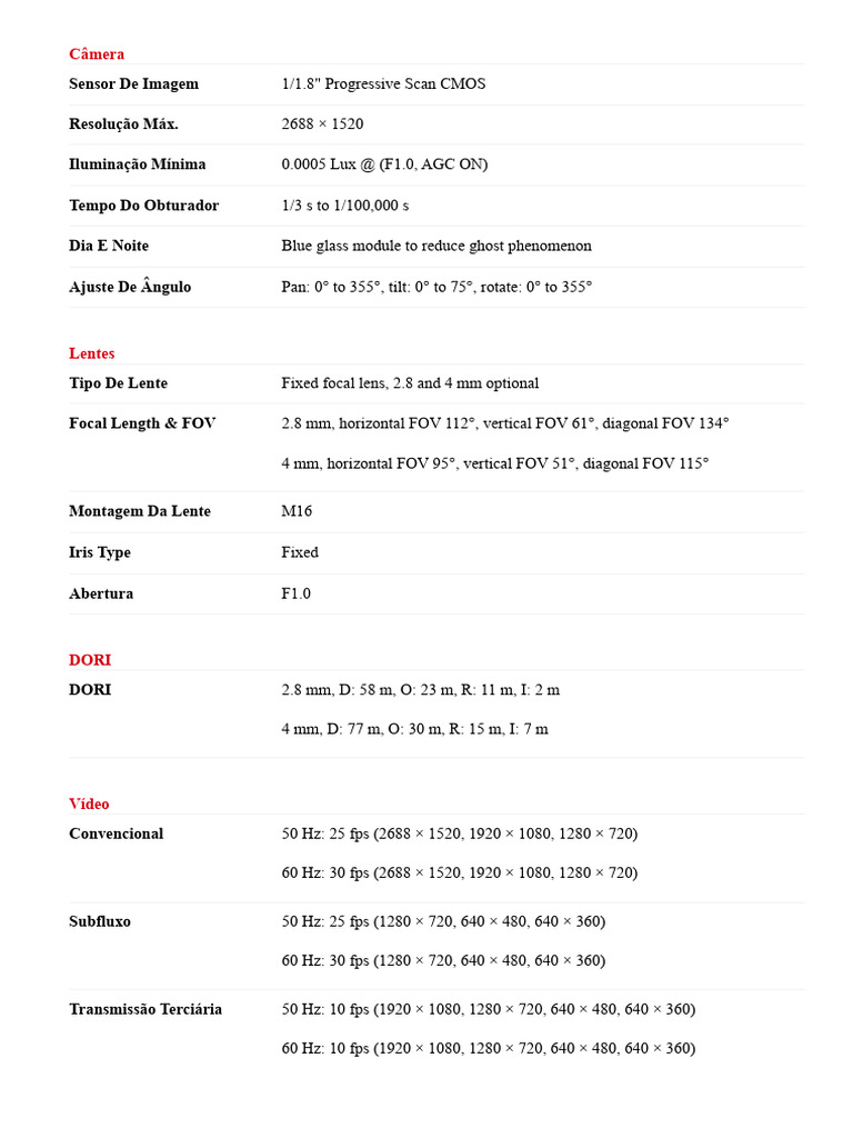 Camera Interna DS-2CD2147G2 (-SU) - Câmeras de Rede - Hikvision | PDF | Field Of View | Computing