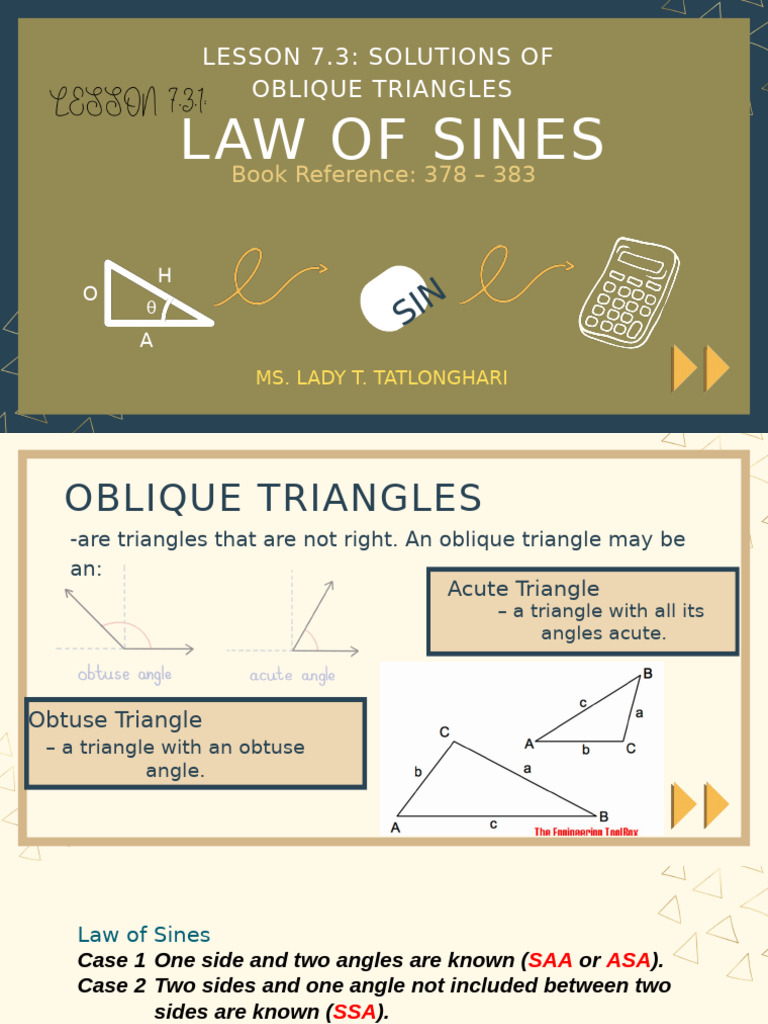 Law of Sines and Cosinesstudents | PDF | Triangle | Trigonometric Functions