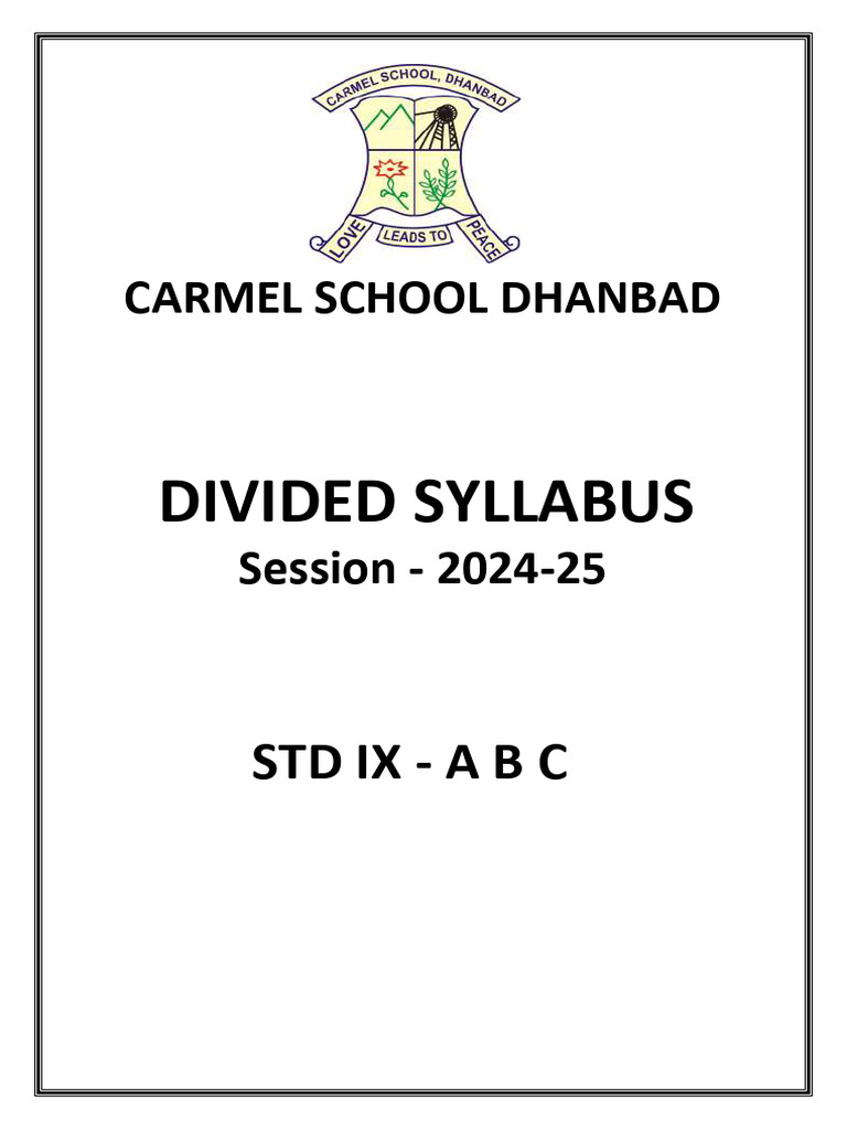 STD Ix - Abc - Divided Syllabus 2024-25 | PDF | Chemistry | Cell (Biology)