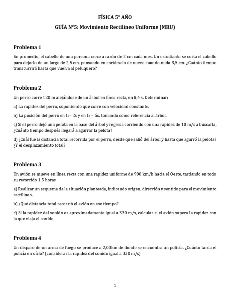 Guia 5 Cinematica 2 Mru | PDF | Tren | Movimiento (física)