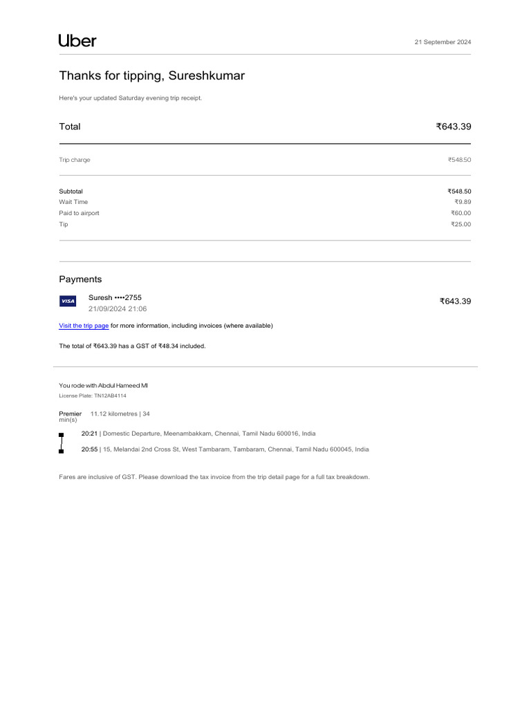 Uber Receipt 2 | PDF