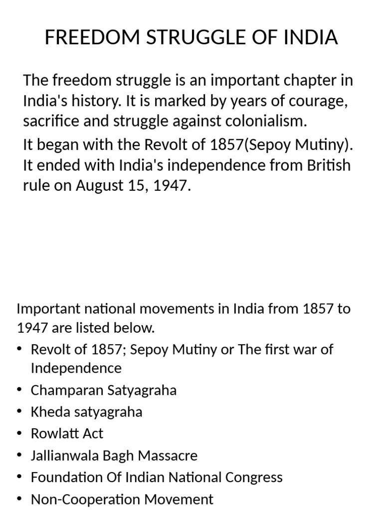 Indian Freedom Struggle Timeline: 1857-1947 | PDF | Indian Rebellion Of ...