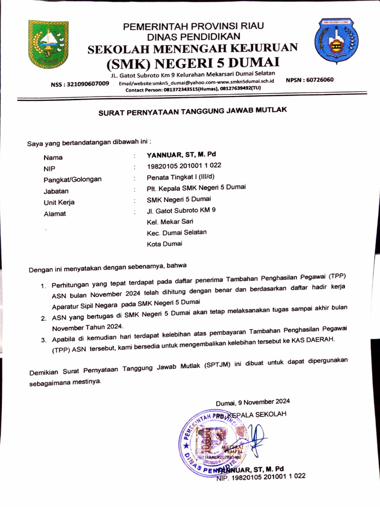 Contoh SPTJM | PDF