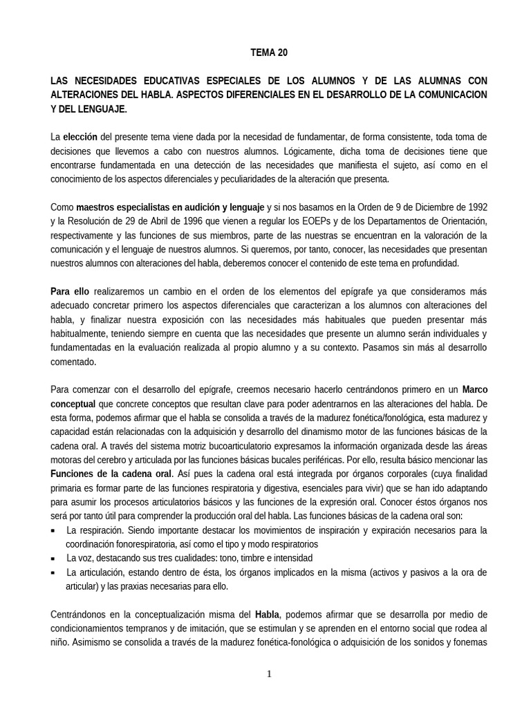 Tema 20 | PDF | Fonología | Comunicación humana