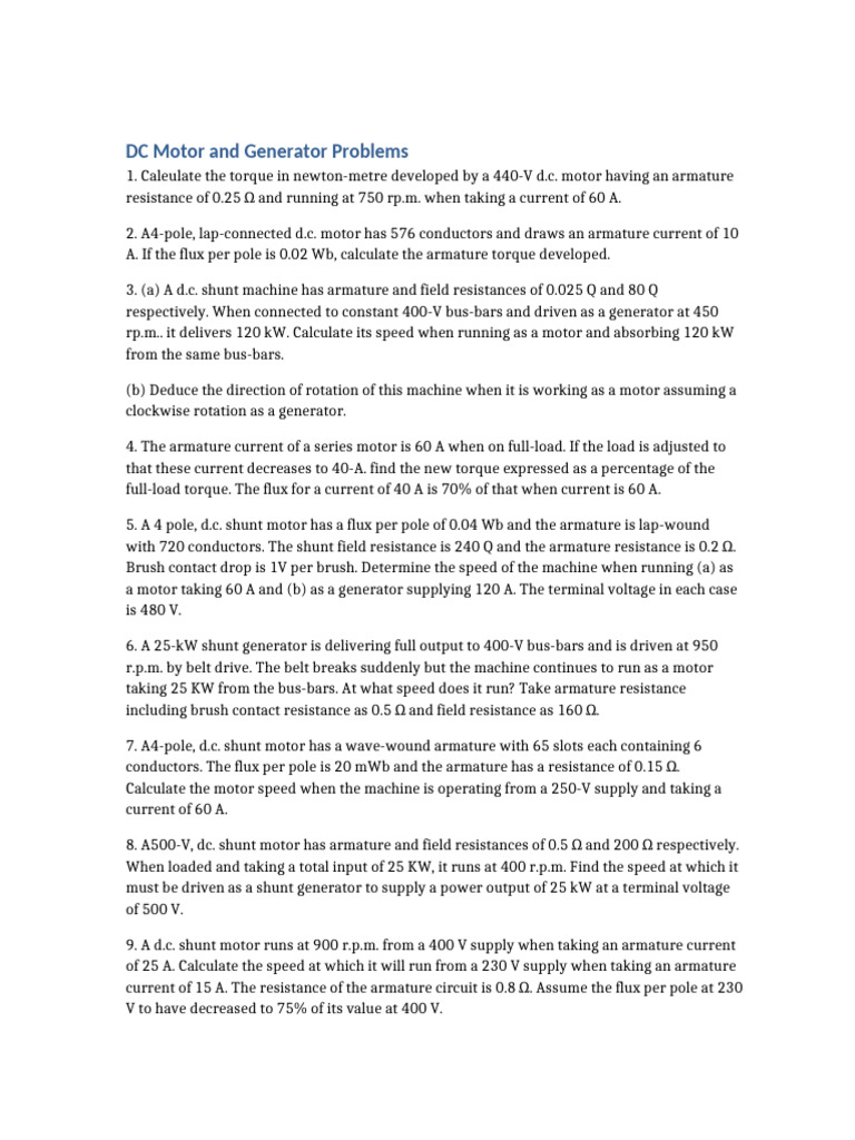 DC Motor Problems Lec11 | PDF | Electric Motor | Electric Generator
