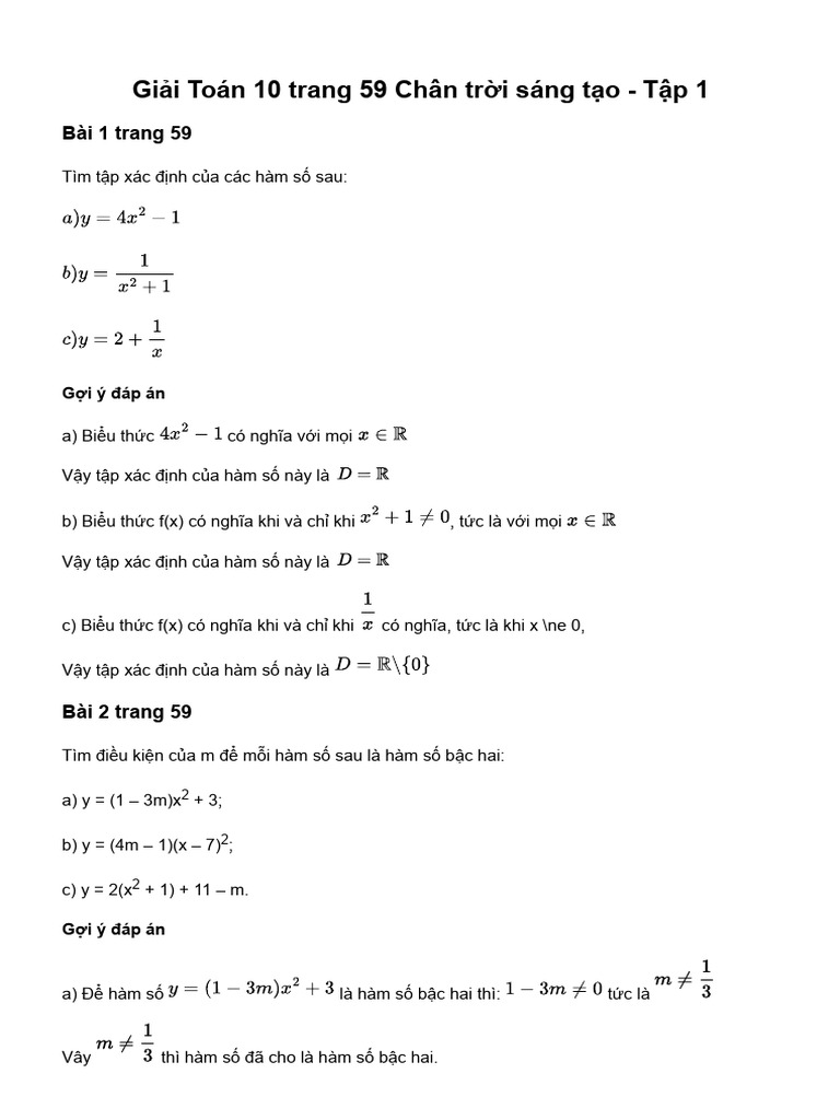 Toan 10 Bai Tap Cuoi Chuong 3 Chan Troi Sang Tao | PDF