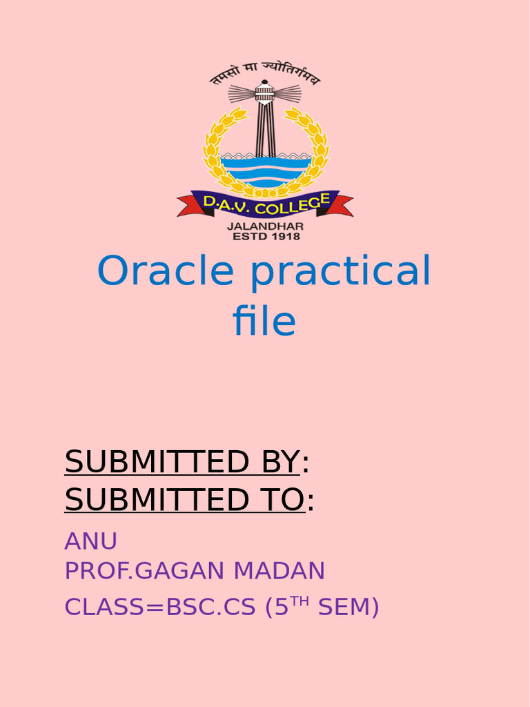 Oracle Practical File | PDF