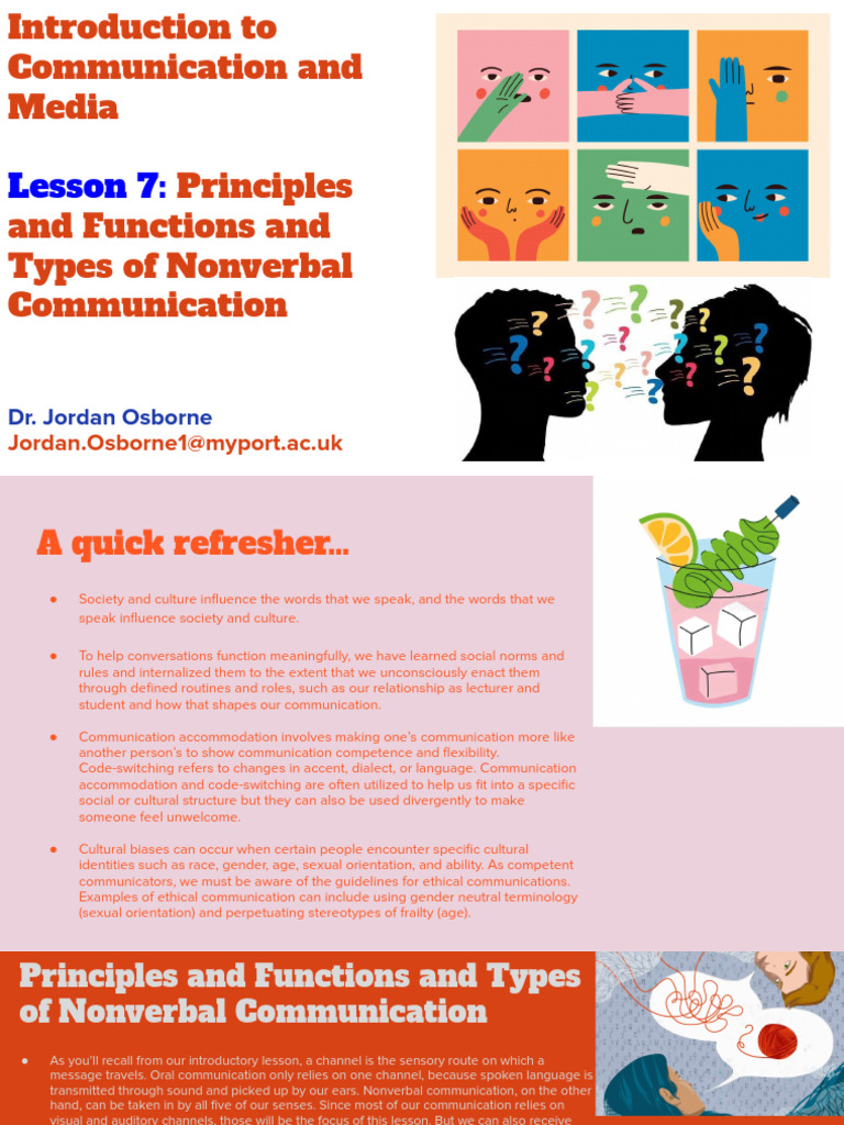 L7 - Principles and Functions and Types of Nonverbal Communication ...