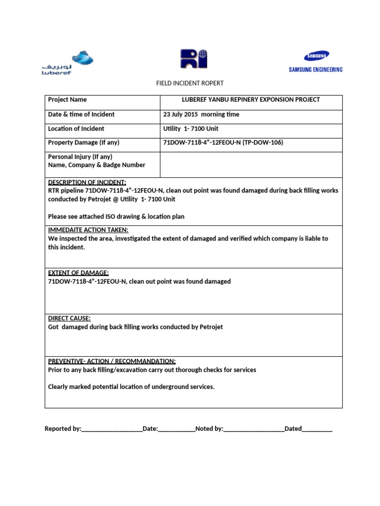 Field Incident Report 5 | PDF