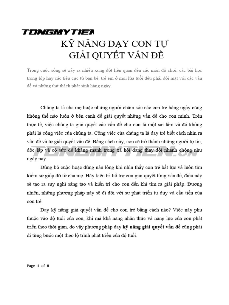 Ky Nang Day Con Tu Giai Quyet Van de | PDF