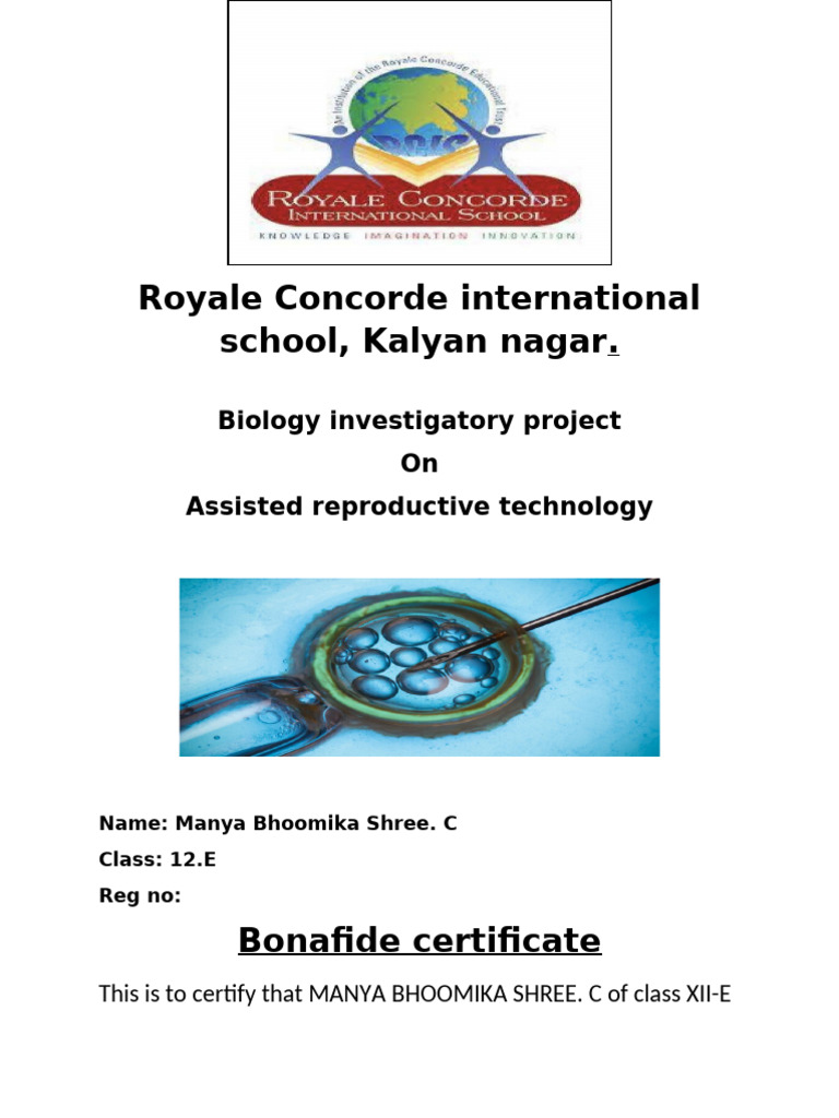 Biology Investigatory Project Class 12 | PDF | Infertility | In Vitro ...