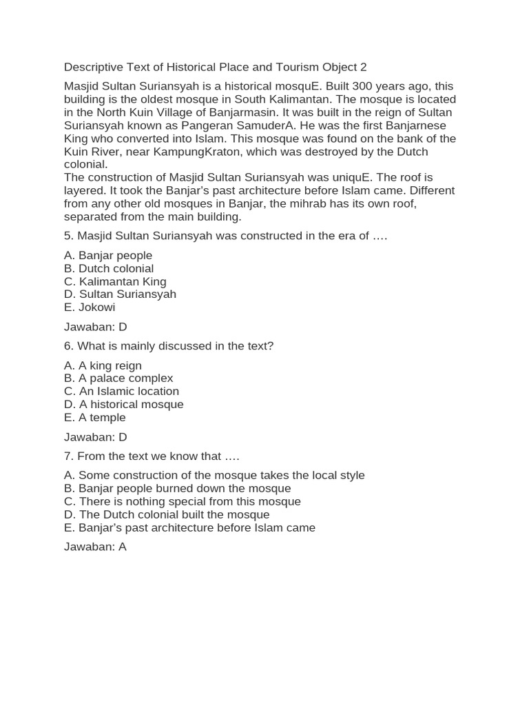 Descriptive Text of Historical Place and Tourism Object 2 | PDF