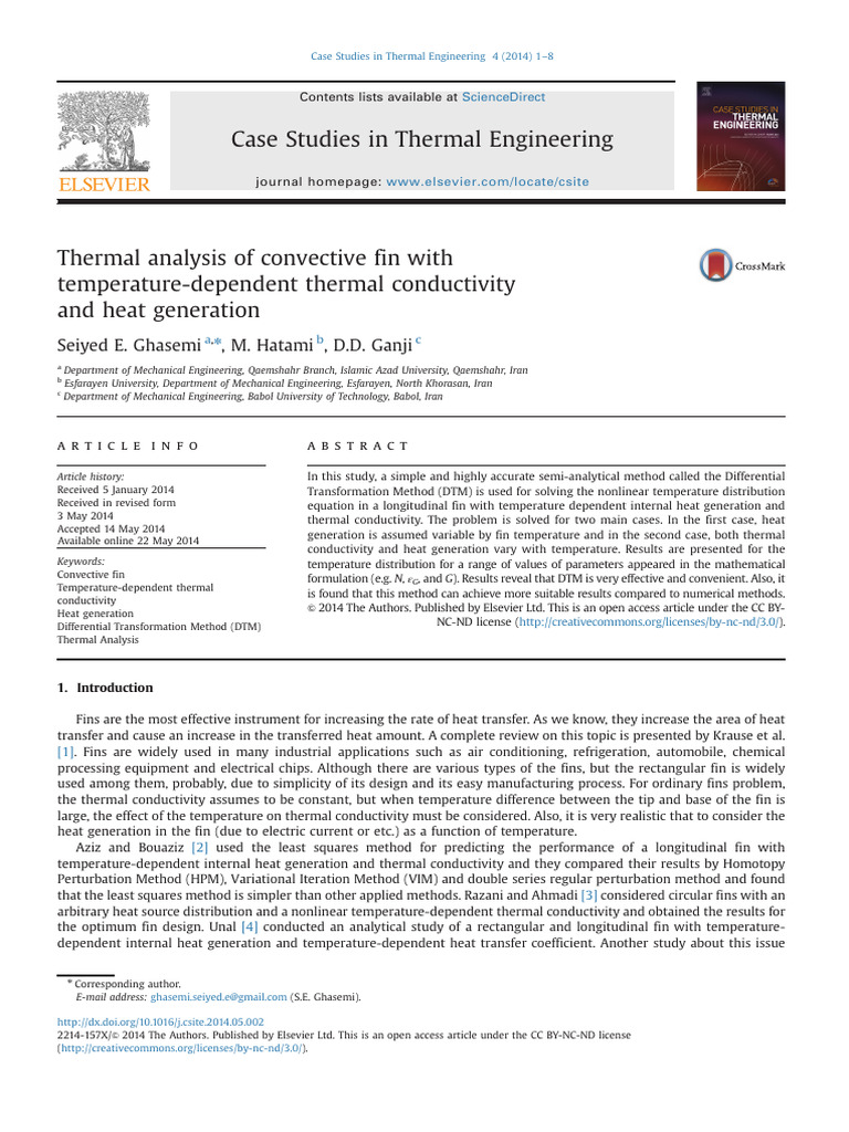 Thermal Analysis Of Convective Fin Pdf Heat Nonlinear System