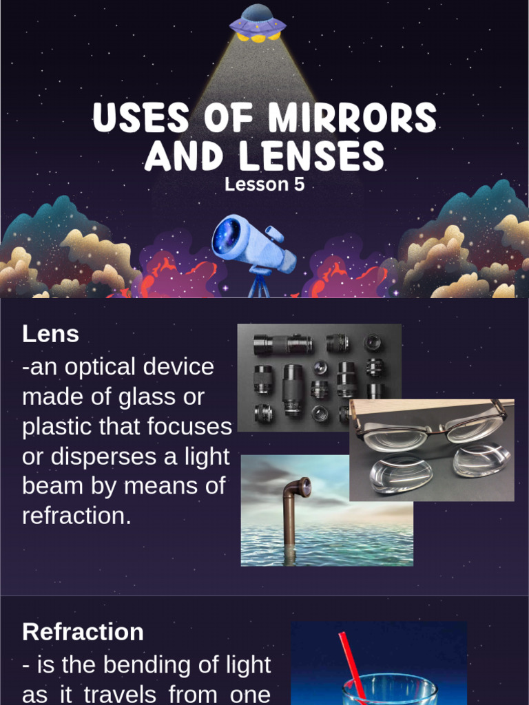 Lesson 5 - Uses of Mirrors and Lenses | PDF | Mirror | Aperture