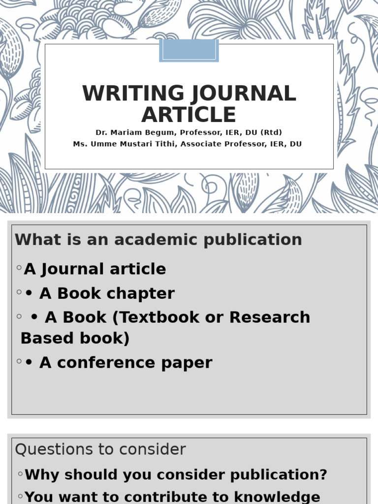 Writing Journal Article | PDF | Methodology | Academic Journal