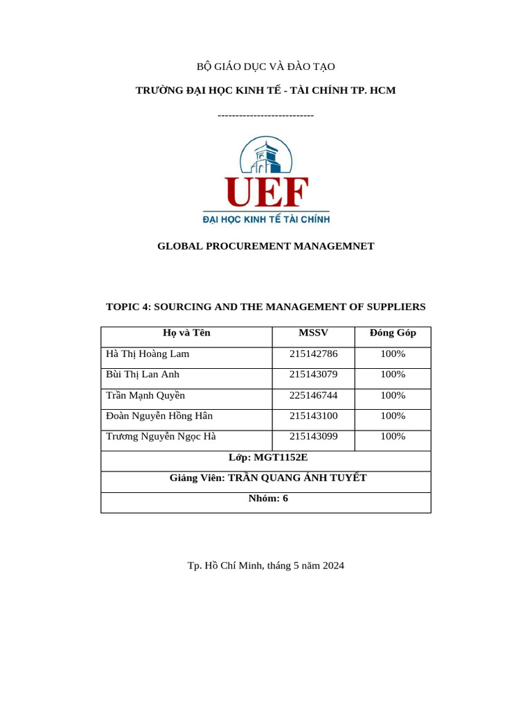 Global Procurement Management - Group6 | PDF | Performance Indicator | Supply Chain