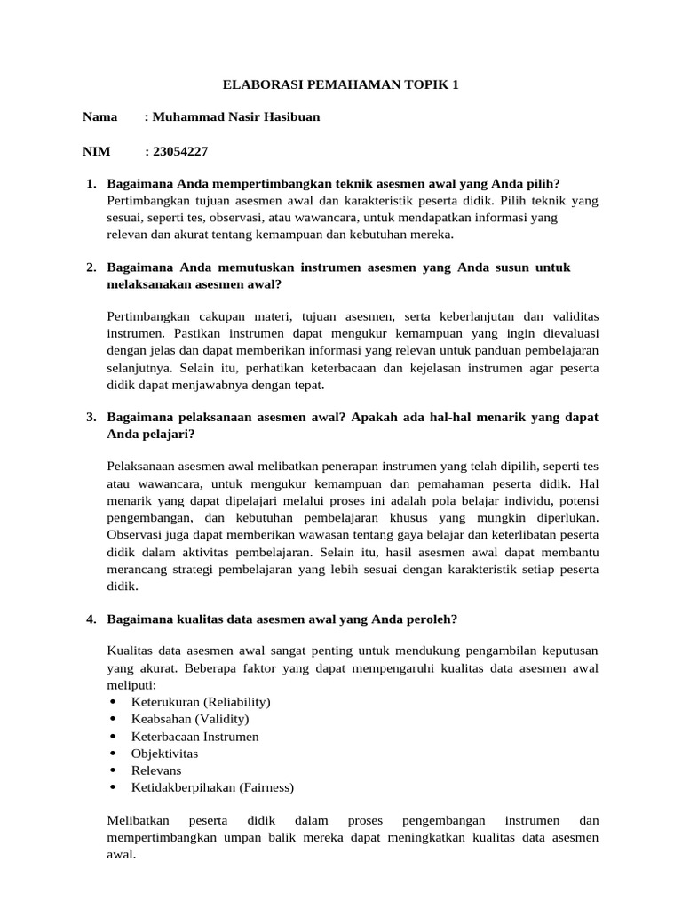 Elaborasi Pemahaman Topik 1 | PDF