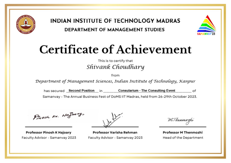 Shivank Choudhary Certificate IITM | PDF