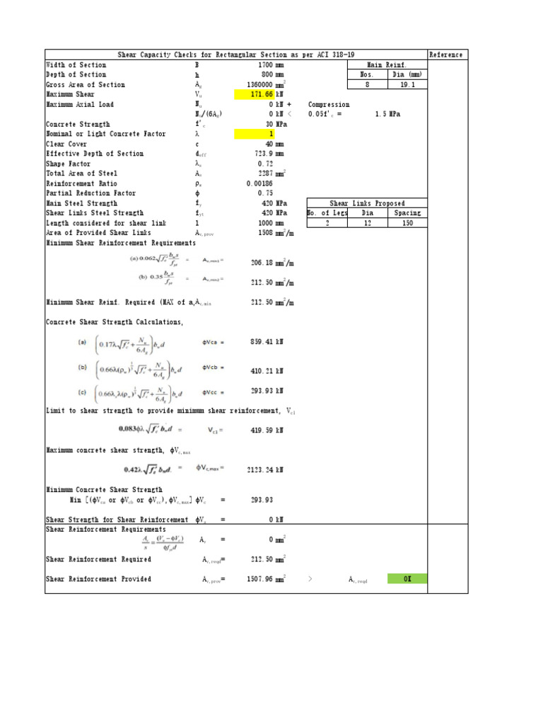 Design Sheets As Per ACI For Rakers | PDF | Structural Engineering ...