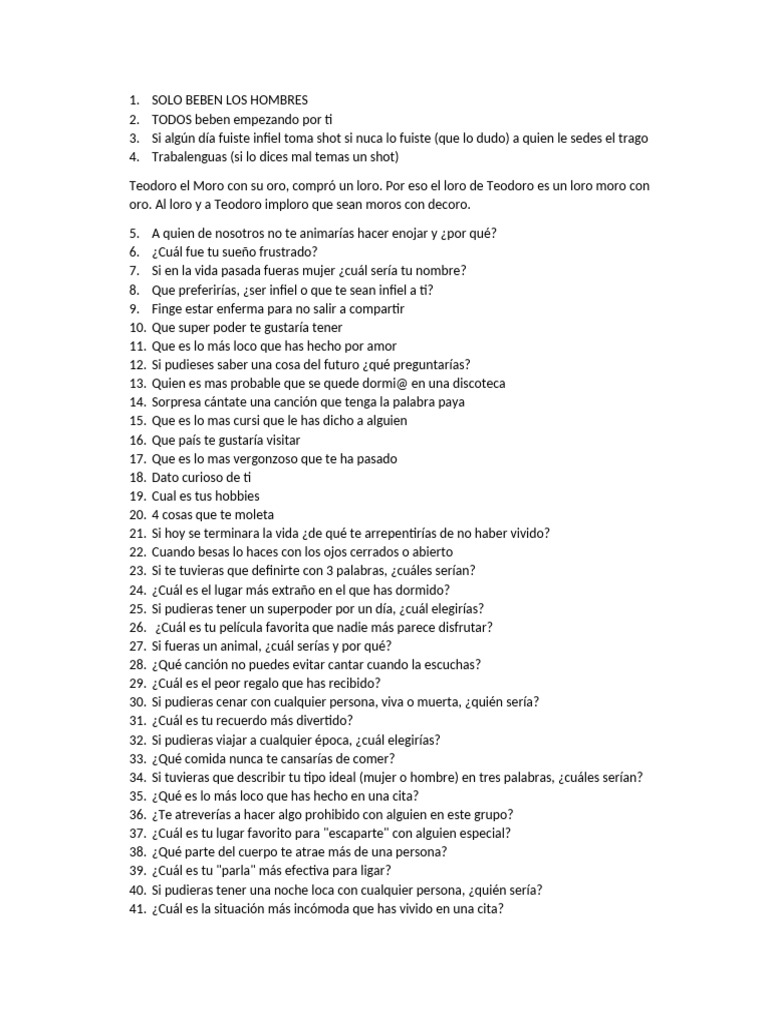 Preguntas para el juego de tu vida | PDF