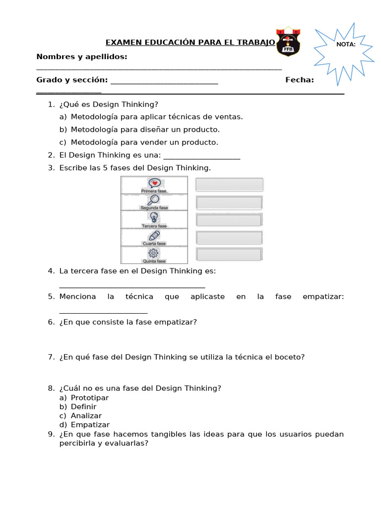 Examen Educación para El Trabajo | PDF | Microsoft Word | Software